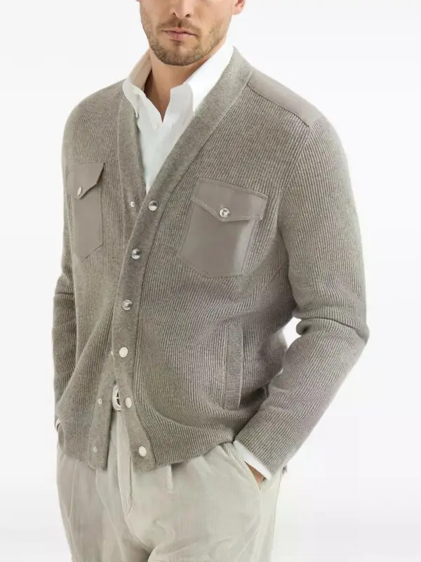 Brunello Cucinelli Cashmere Cardigan With Chest Pockets And Snap Buttons