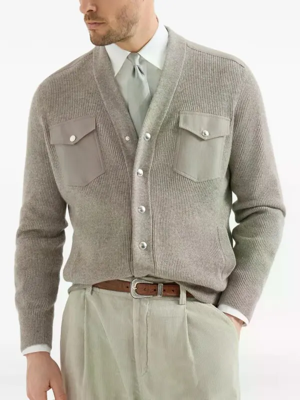 Brunello Cucinelli Cashmere Cardigan With Chest Pockets And Snap Buttons