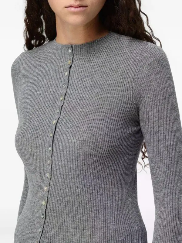 ELEH Ribbed-knit Button-up Cardigan