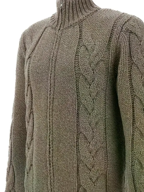 CUSTOMER LOVERS Cable-knit Zip-up Jacket - Brown