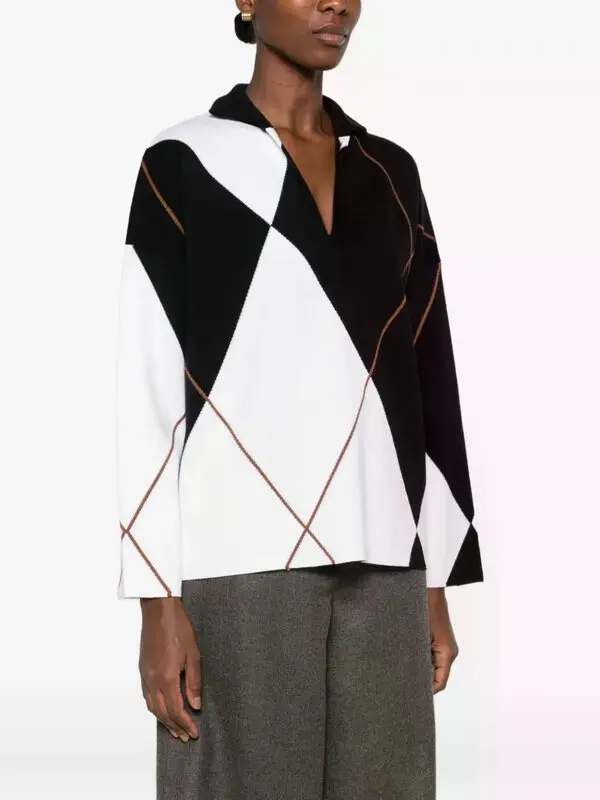 Max Mara Argyle Intarsia-knit Sweater