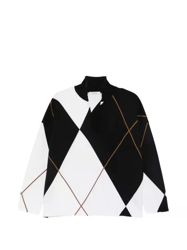 Max Mara Argyle Intarsia-knit Sweater - Black