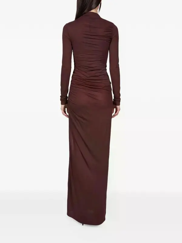 Rick Owens Ls Svita Asymmetric Ruched Maxi Dress
