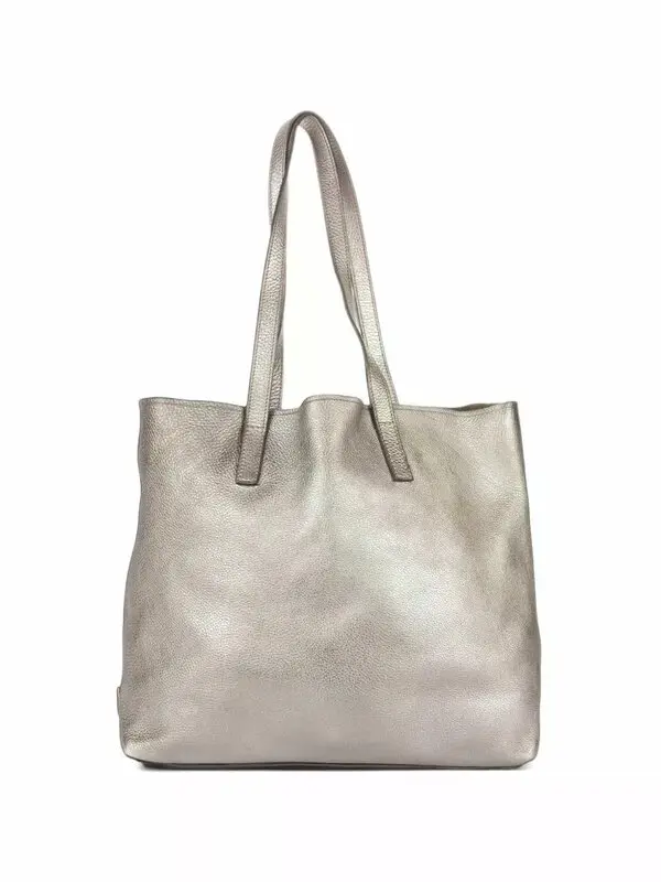 Prada Grained Leather Tote Bag - Silver