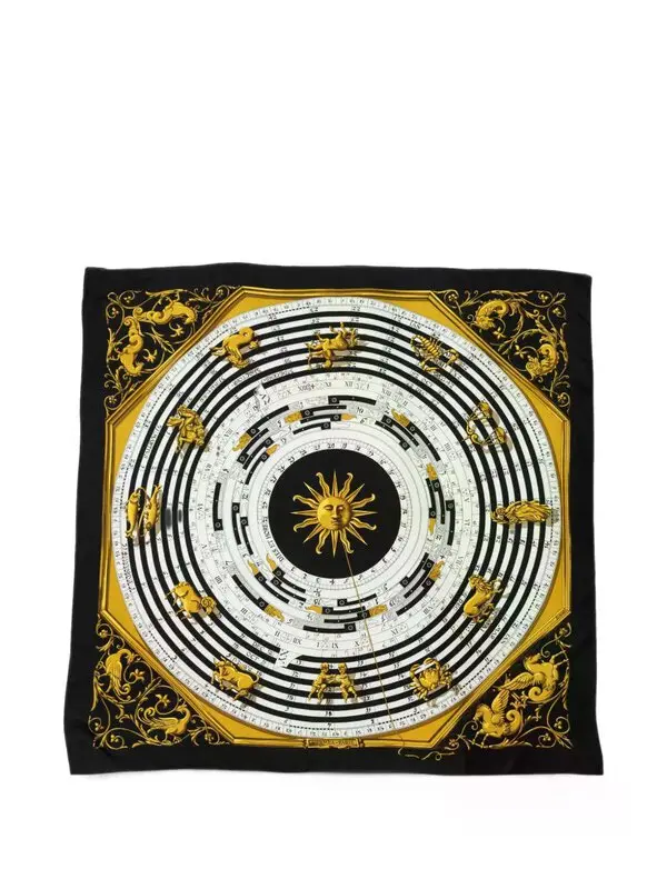 Hermès Dies Et Hore Silk Scarf - Black