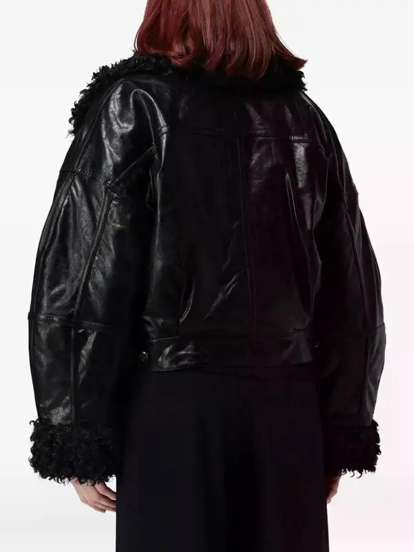 ELEH Shearling-trim Faux-leather Jacket