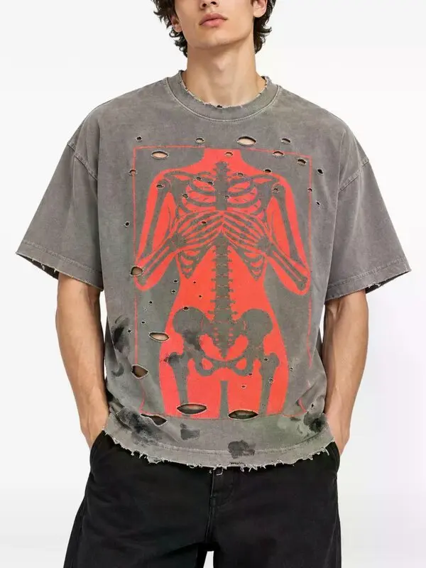 WARMAN Distressed Skeleton-print T-shirt