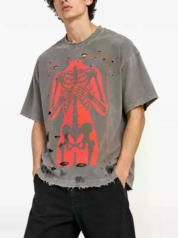 WARMAN Distressed Skeleton-print T-shirt