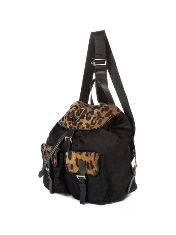 Prada Leopard-print Buckle-fastening Backpack