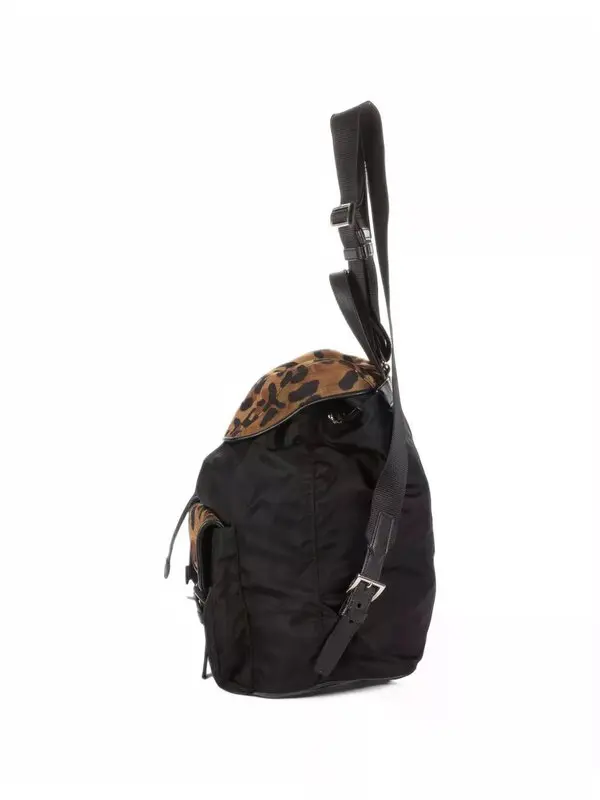 Prada Leopard-print Buckle-fastening Backpack