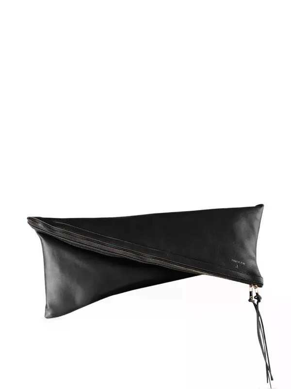 Patrizia Pepe Vedo Non Vedo Asymmetric Leather Clutch Bag - Black