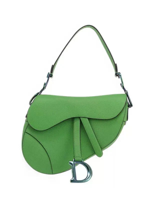 Dior 2020's Saddle Grained Leather Shoulder Bag - Green