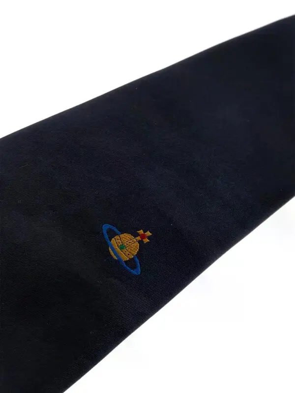 VIVIENNE WESTWOOD Orb-embroidered Silk Tie - Blue