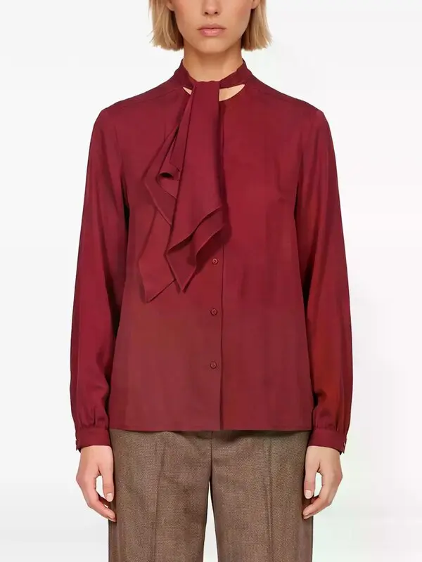 Max Mara Ruffled Silk Charmeuse Shirt