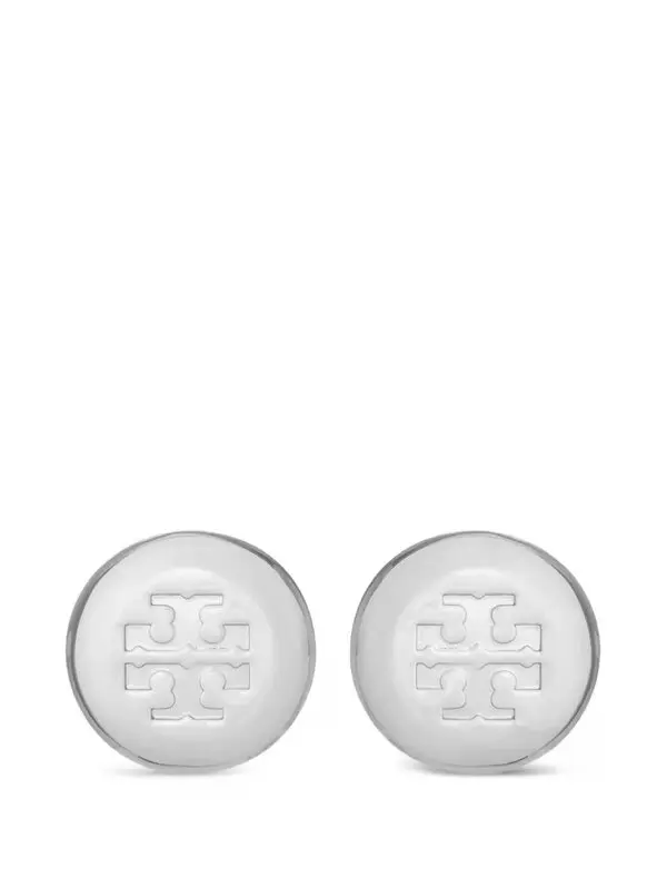 Tory Burch Logo-engraved Stud Earrings - Silver