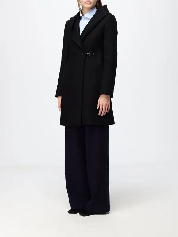 FAY Knee-length Double-breasted Hooded Coat In Wool And Cashmere With Shawl Collar