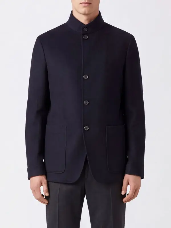 Zegna Single-breasted Pure Cashmere Blazer With Mandarin Collar