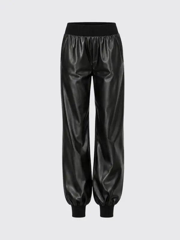 Norma Kamali Puff Jog Faux Leather Jogger Trousers With Elasticated Waist