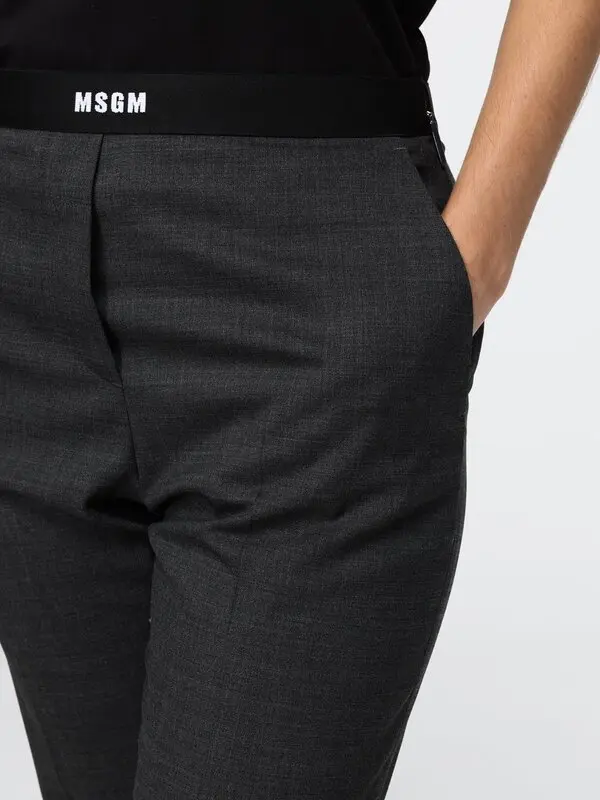 MSGM High-waisted Straight Leg Wool Blend Trousers With Side Zip
