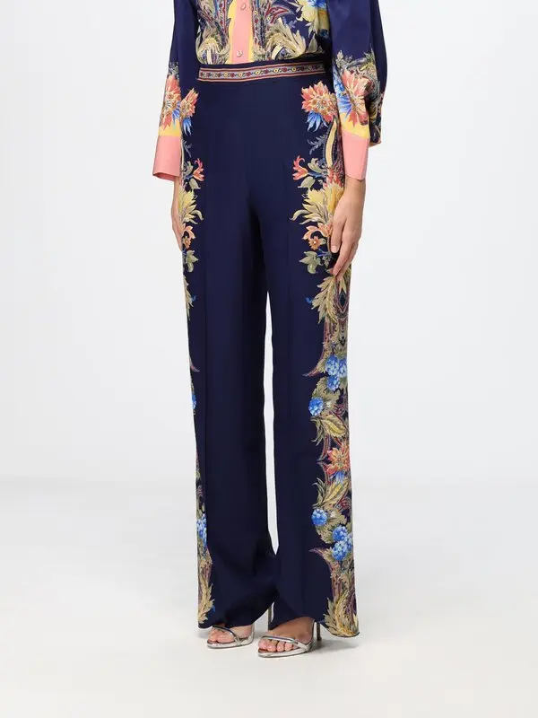 Etro High-waisted Palazzo Trousers In Silk With Paisley Print