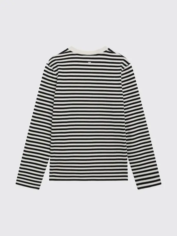 AMI Paris Striped Long-sleeved Cotton T-shirt With Embroidered Logo