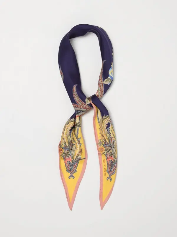 Etro Triangular All-over Floral Print 100% Silk Foulard