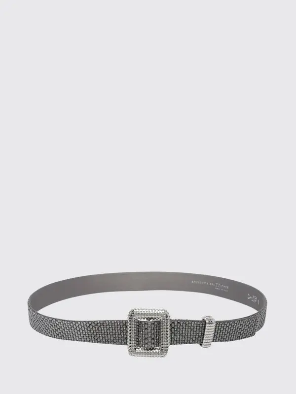 Benedetta Bruzziches Satin Belt With Crystal Jewelled Buckle - Silver