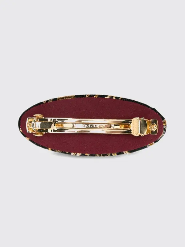 Etro Oval Jacquard Cotton Hair Clip With Metal Pegaso Logo