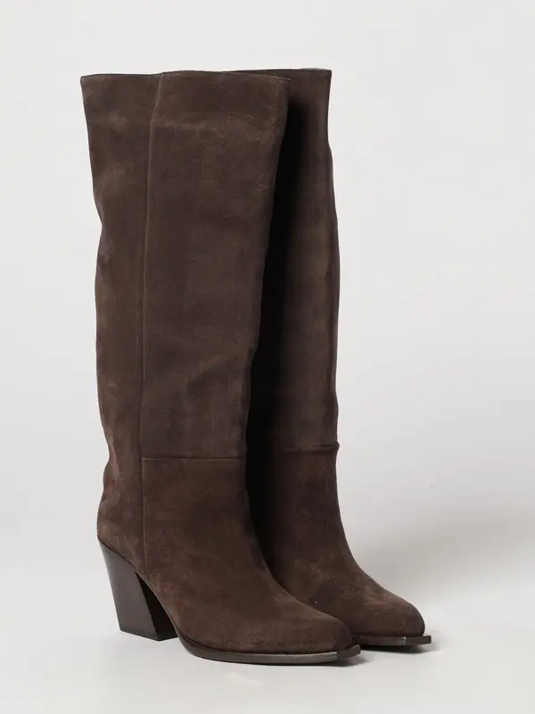 VIC MATIE Tapered-toe Suede Leather Knee-high Boots With A Flared High Heel