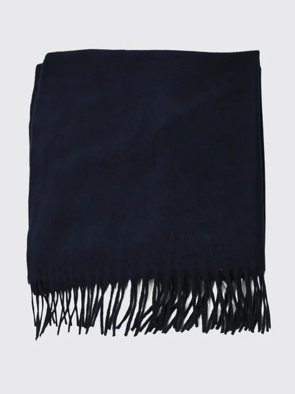 LARDINI Rectangular Cashmere Blend Scarf With Fringed Hem - Blue