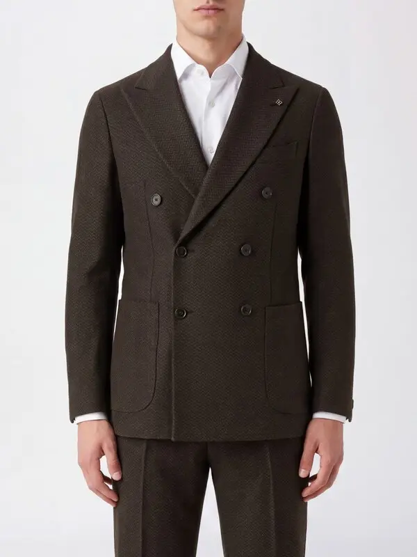 Tagliatore Double-breasted Blazer In Wool Blend With Patch Pockets And Lapels