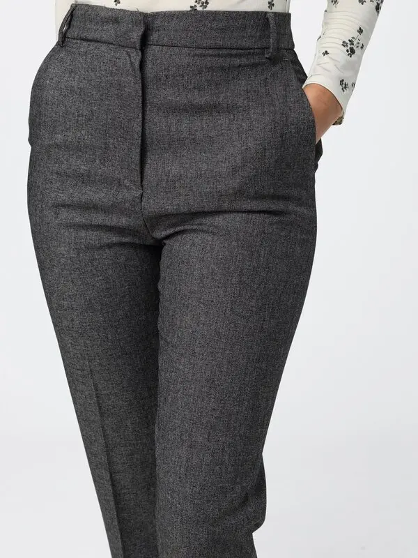 HANITA Cropped Straight-leg Trousers In Wool Flannel With A Mid-rise Waist