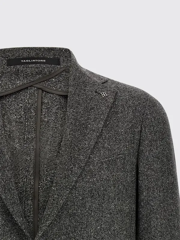 Tagliatore Single-breasted Blazer In Wool And Silk Blend With Patch Pockets