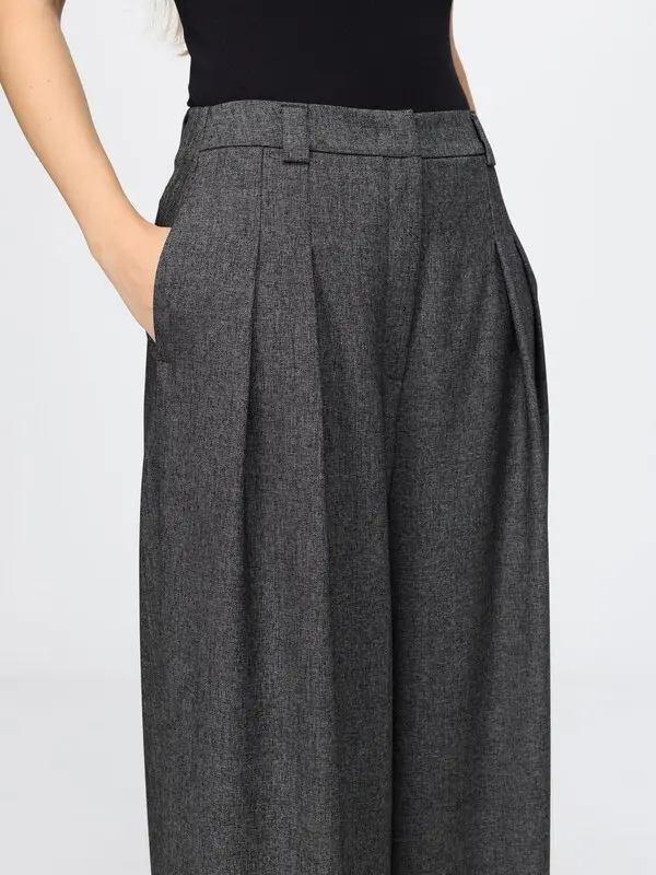 HANITA Pinstriped Palazzo Trousers In Cotton Flannel With A Mid-rise Waist And Pleats