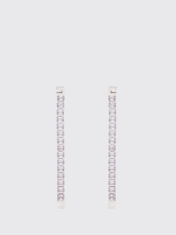 Elisabetta Franchi Crystal Pendant Earrings In -tone Metal - Silver