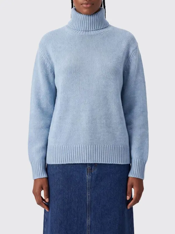 TOTEME Wool Turtleneck Sweater With High Collar And Ribbed Trims - Blue