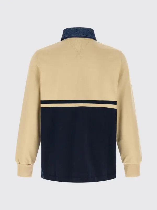 JW Anderson Long-sleeved Bi Pattern Cotton Polo Shirt - Navy