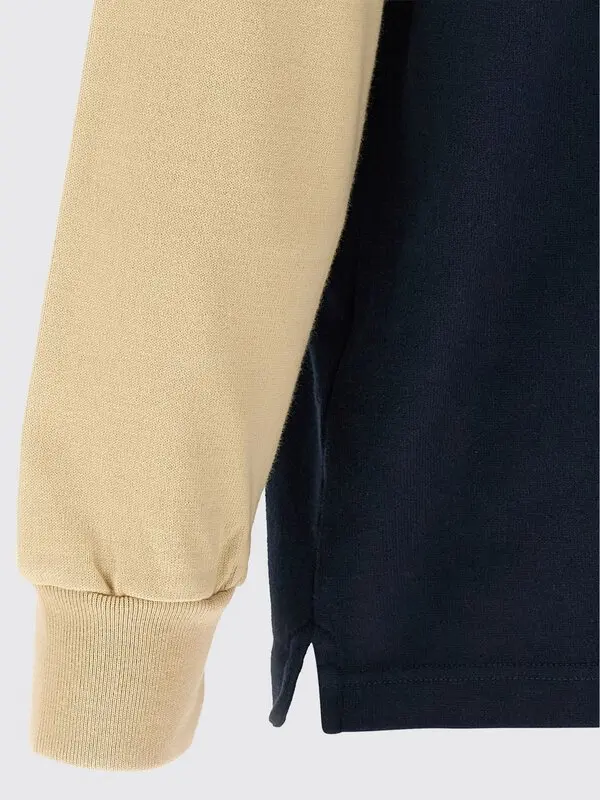 JW Anderson Long-sleeved Bi Pattern Cotton Polo Shirt - Navy