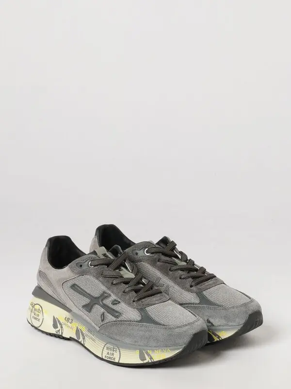 Premiata Moerun Leather And Mesh Sneakers With Side Logo