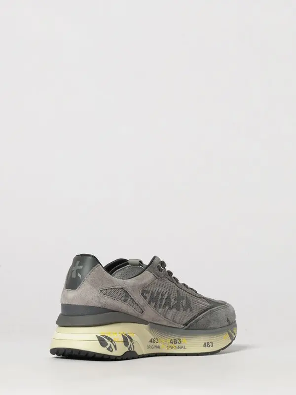 Premiata Moerun Leather And Mesh Sneakers With Side Logo