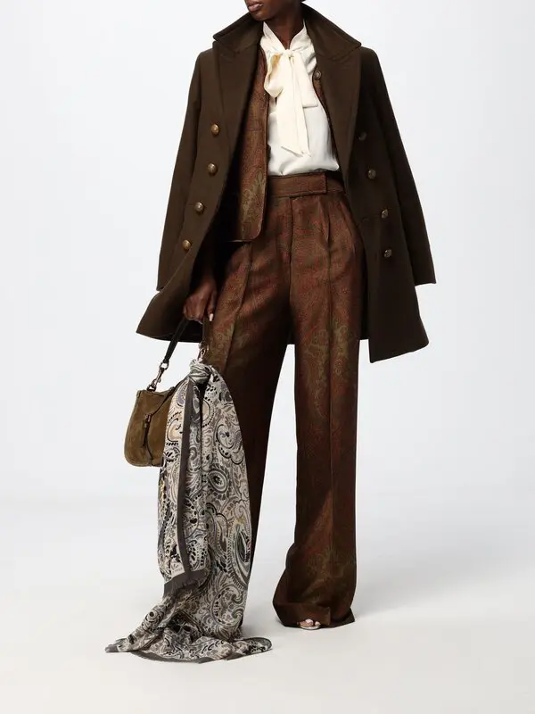 Etro High-waisted Paisley Print Straight Trousers In Wool Blend