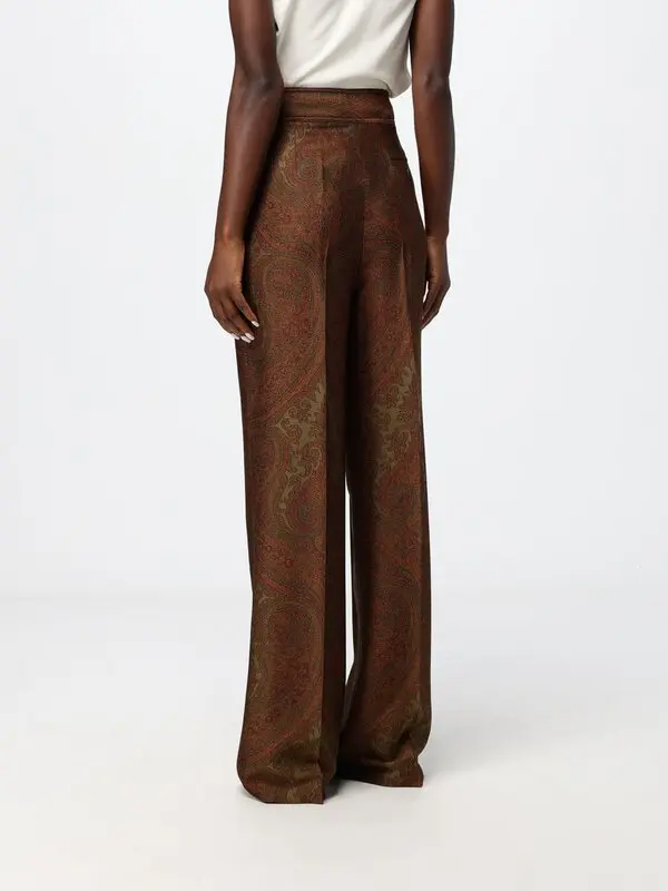 Etro High-waisted Paisley Print Straight Trousers In Wool Blend