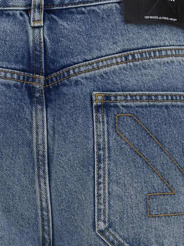 Off-White Mid-rise Wide Leg Jeans In Denim With Diagonals Print