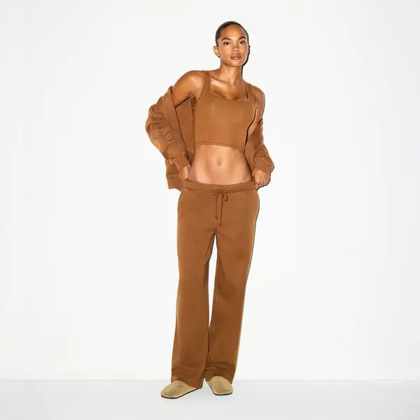 SKIMS Straight Leg Pants | Deep Neutral | Small | Cotton Fleece