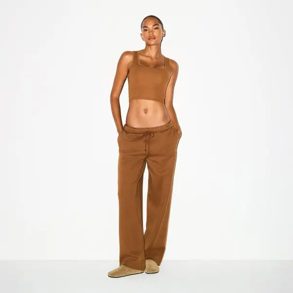 SKIMS Straight Leg Pants | Deep Neutral | Small | Cotton Fleece