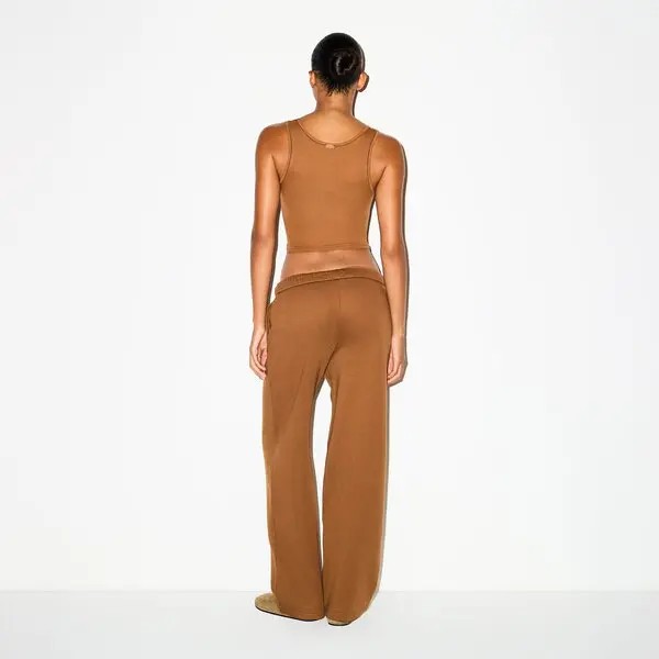 SKIMS Straight Leg Pants | Deep Neutral | Small | Cotton Fleece