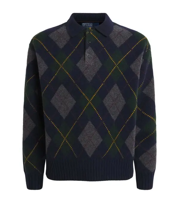 Polo Ralph Lauren Wool-mohair Argyle Polo Sweater