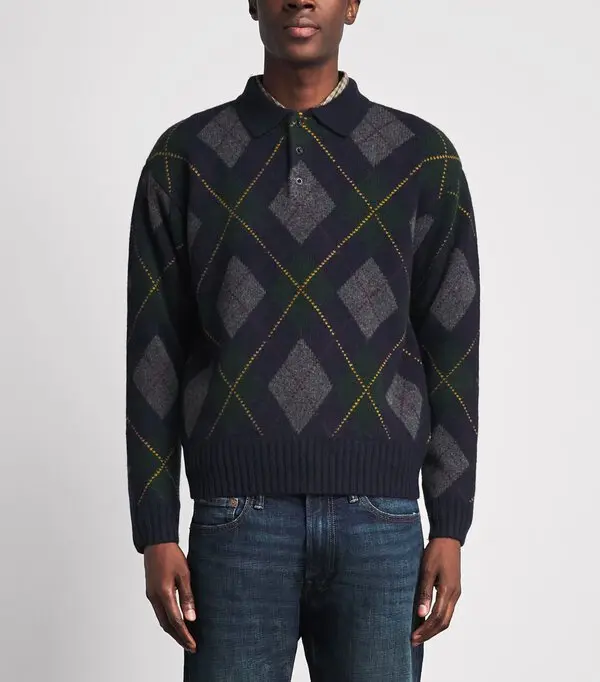 Polo Ralph Lauren Wool-mohair Argyle Polo Sweater