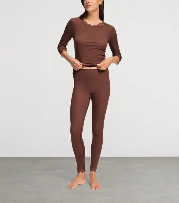 Hanro Wool-silk Lace-hem Leggings