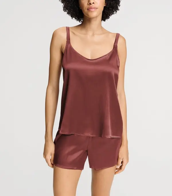 Hanro Silk Grand Central Cami Pyjama Top - Red